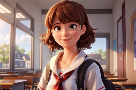 Premium Photo A School Girl Character