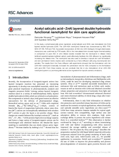 Pdf Acetyl Salicylic Acidznal Layered Double Hydroxide Functional