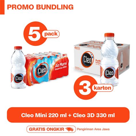 Jual Paket Hemat Air Murni Cleo 3d 330 Ml 3 Karton And Cleo Mini 220 3d 5 Packs Shopee Indonesia