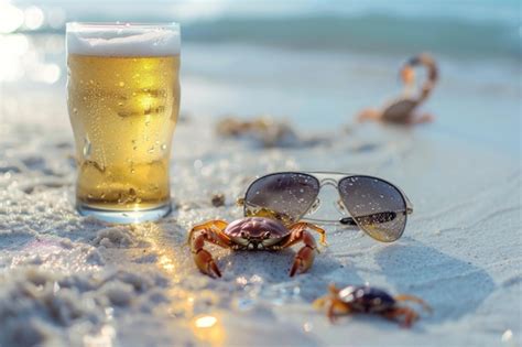 Coastal Crabs Sunglasses And A Cold One Premium Ai Generated Image