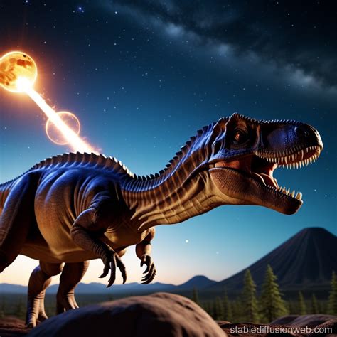 Dinosaur Witnesses Meteor Stable Diffusion Online