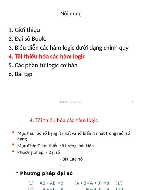 Tối Thiểu Hoá Hàm Bool Bằng đại Số Pdf