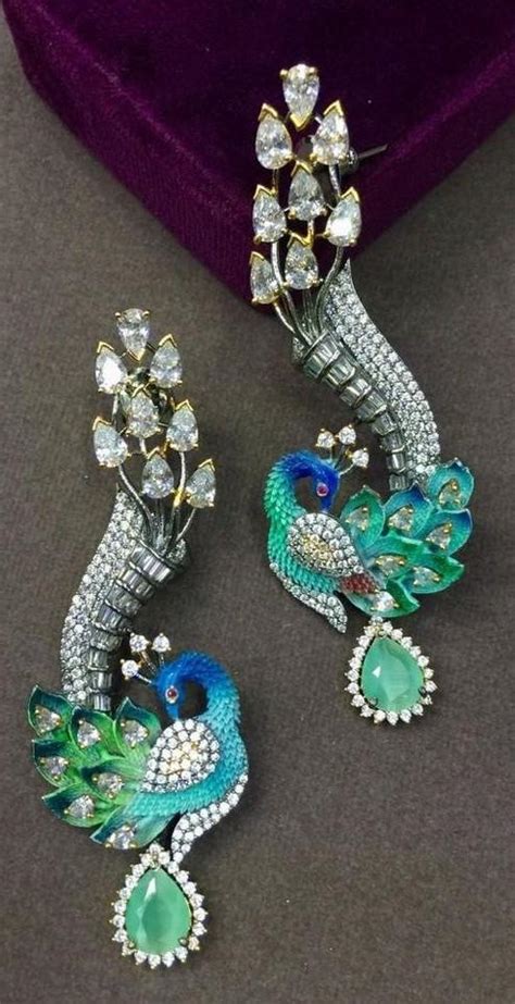 Emerald And Diamond Peacock Earrings Rpeacocks