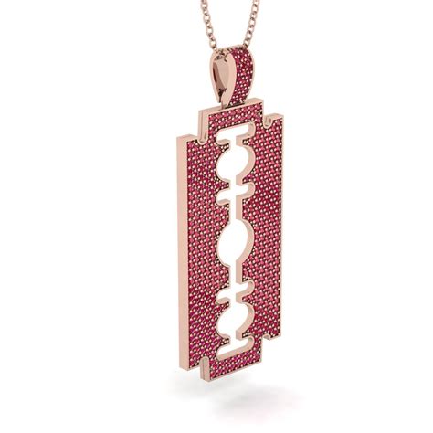 Razor Blade Men Ruby Pendant Eric No 11 Black Diamond Pendant