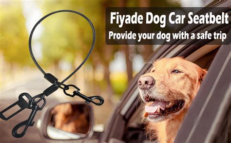 Fiyade 2 Pack Dog Car Seat Belt Chew Proof Steel Rope Cable Dog Car