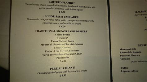 Menu At Signor Sassi Restaurant London