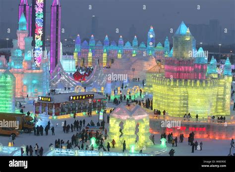 Night View Of Ice Sculptures At The 31st Harbin International Ice And