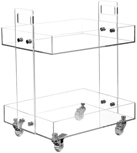 Getck Acrylic 2 Tier Bar Cart Acrylic Side Table