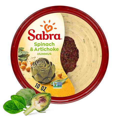 Sabra Hummus Dip With Spinach And Artichoke For Snacking And