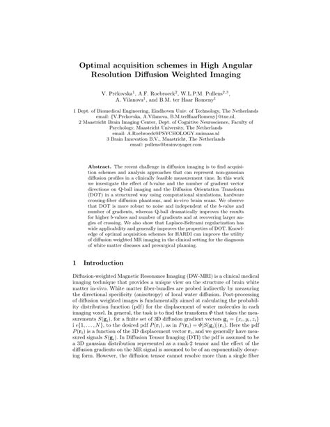 Pdf Optimal Acquisition Schemes In High Angular Resolution Diffusion Weighted Imaging