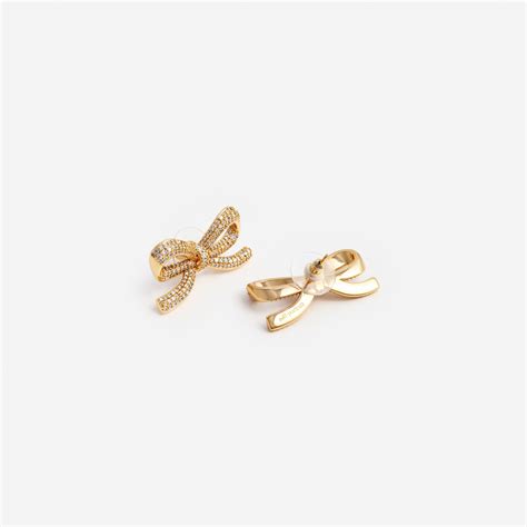 Gold Crystal Bow Earrings Self Portrait