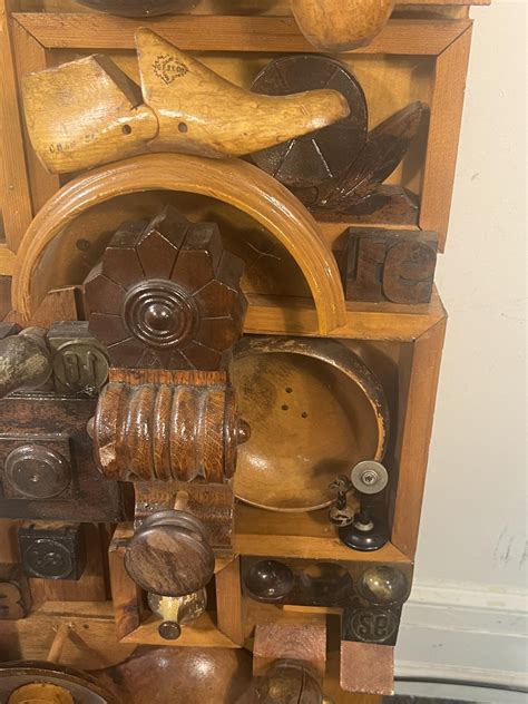 Signed Post Modern Wood Assemblage Found Objects Wall Sculpture