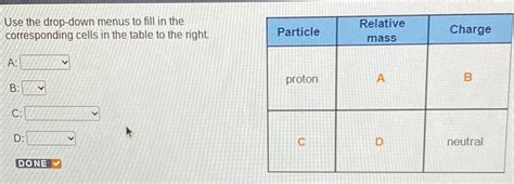 Use The Drop Down Menus To Fill In The Corresponding Cells In The Table