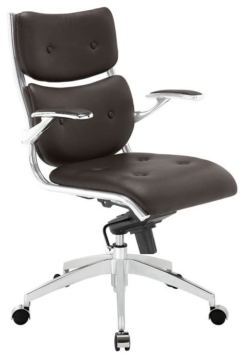 Push Mid Back Faux Leather Office Chair Contemporary Office Chairs