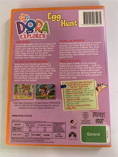 Dora The Explorer Egg Hunt Dvd 2000 Nickelodeon Animation Region 4