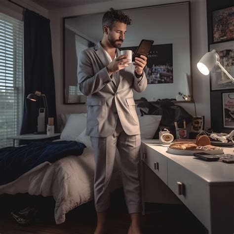 Premium Ai Image Photo Of A Young Professional In Pajama Bottoms But