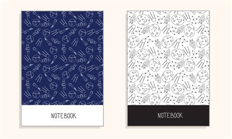 Set Of Cover For Notebook With Space Pattern Vector Illustration 17015283 Vector Art At Vecteezy