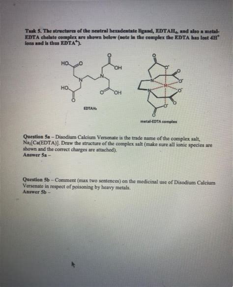 Solved Tag 5 The Structures Of The Neutral Hexadentate