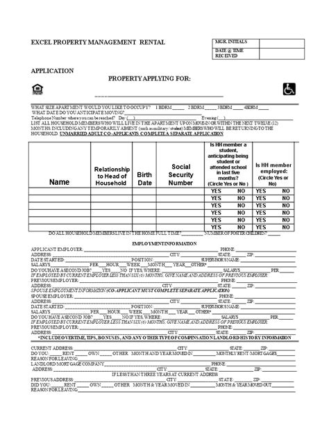 Property Management Rental Application