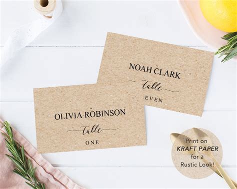 Place Cards With Meal Choice Template Web Created With Love By