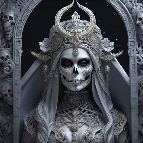 Goddess Skull Face Ram Skul Terror Ai Generated Stock Illustration