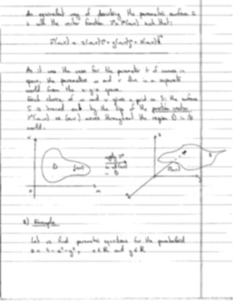 Solution Parametric Surfaces Multivariable Calculus Class Notes