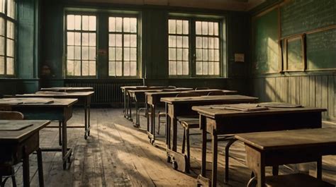 Premium Photo Photo Of Vintage Classroom Setting With Worn Wooden