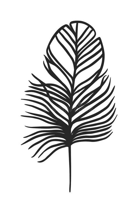 Boho Feather Hand Drawn Effect Vector Style Illustration Stock Vector