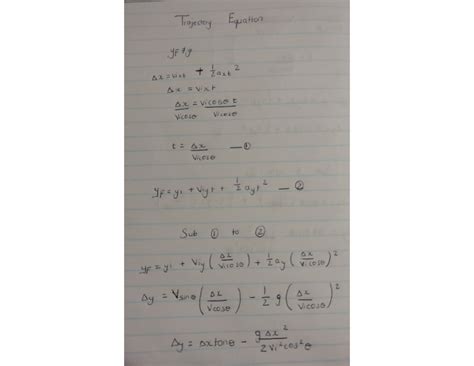 Deriving Trajectory Equation Fsk116 Trajectory Equation Yf 7y