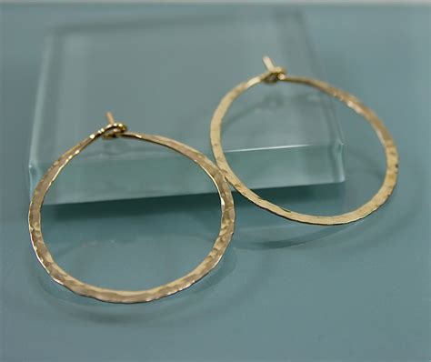 Small Gold Hoops 1 14k Gold Filled Hammered Texture Hoop Earrings