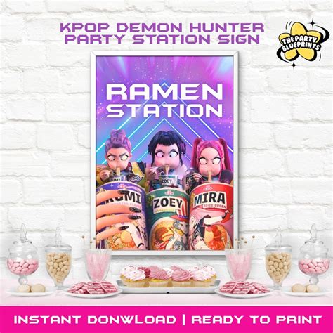 Kpop Demon Hunters Ramen Bar Party Station Sign Instant Download