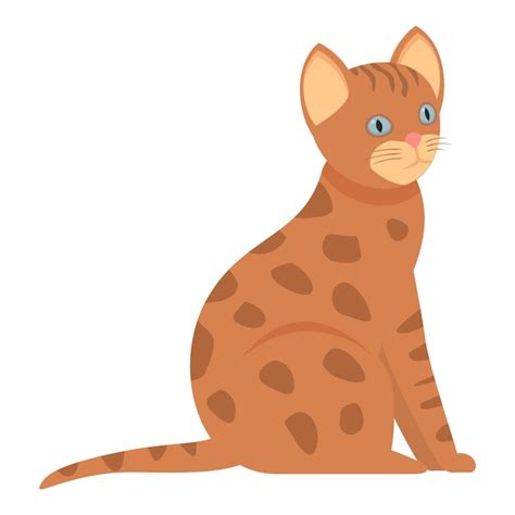 Bengal Cat Sitting Side View Looking Right Premium Vector