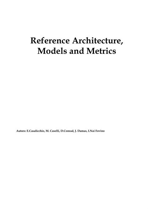 Pdf Reference Architecture Models And Metrics