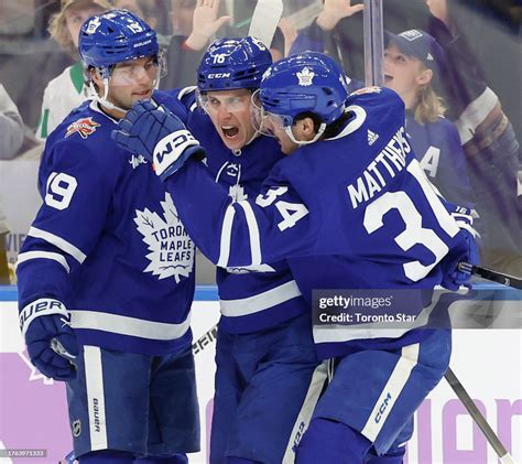 Toronto Maple Leafs Right Wing Mitchell Marner Celebtrates His 4th