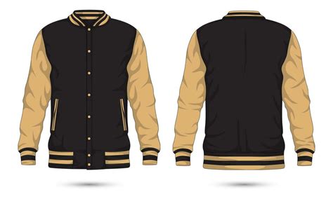 Letterman Varsity Jacket Mockup Front And Back View Vector