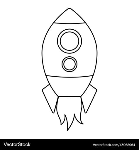 Cartoon Outline Rocket Ship Line Royalty Free Vector Image