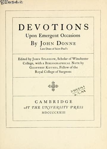 Devotions Upon Emergent Occasions By John Donne Open Library