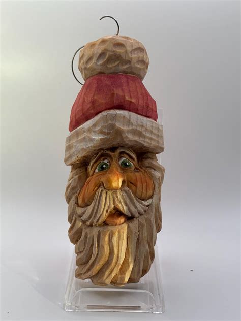 Hand Carved Santa Ornament Etsy