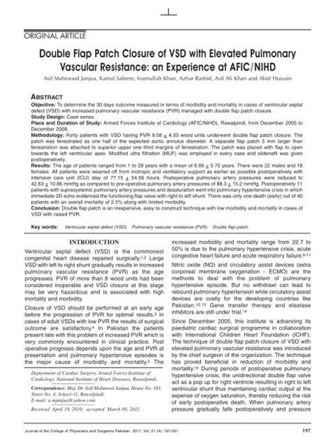 Double Flap Patch Closure Of Vsd With Elevated Pulmonary
