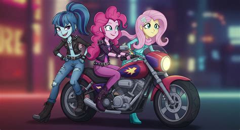 Pinkie Sonata And Fluttershy Motorcycle Trio By Ktd1993 On Deviantart