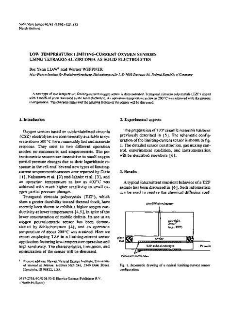 Pdf Low Temperature Limiting Current Oxygen Sensors Using Tetragonal Zirconia As Solid