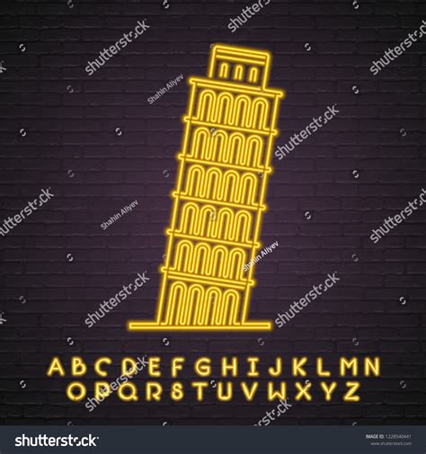 Pisa Tower Italy Icon Neon Light Stock Vector Royalty Free 1228540441