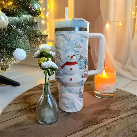 Cheerful Christmas Snowman Custom Stanley Cup 40 Oz 30 Oz Tumbler With