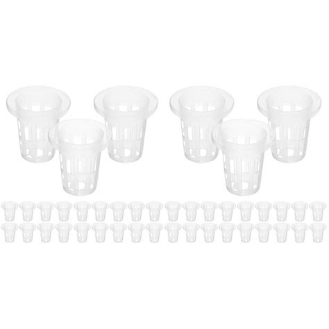 50 Pcs Slotted Mesh Net Pots Mesh Planting Cups Plastic Reusable Net