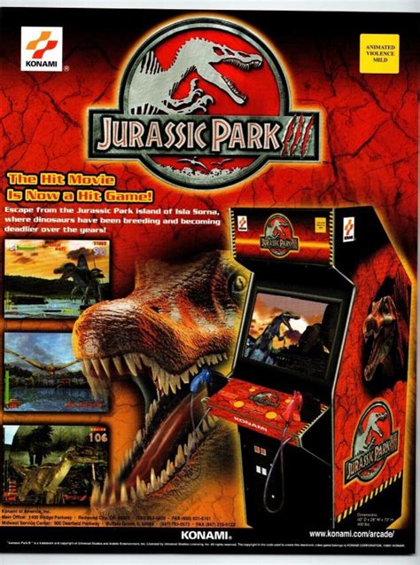 Jurassic Park 3 Arcade Flyer Original 2001 Video Game Promo Dinosaurs