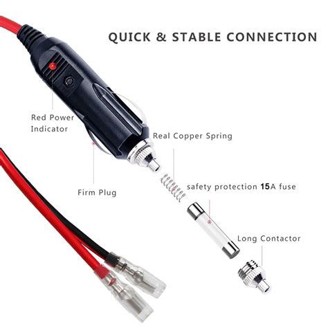 Car Replacement Cigarette Lighter Male Plug With Leads 12v 24v Car