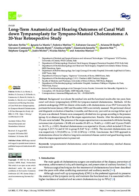 Pdf Long Term Anatomical And Hearing Outcomes Of Canal Wall Down Tympanoplasty For Tympano