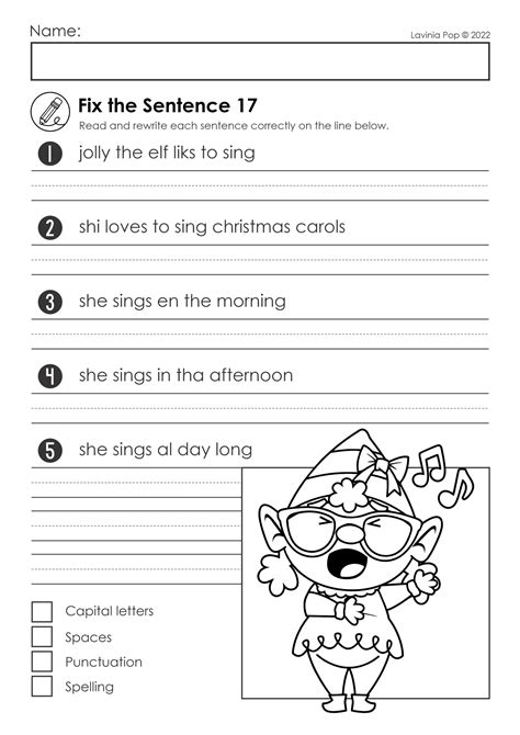 Free Christmas Fix The Sentence Worksheets Library