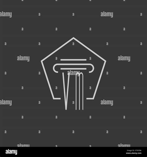 Initial Monogram Vm With Monoline Pillar Logo Design Ideas Stock Vector