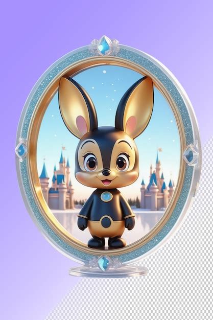 Premium Psd A Cartoon Rabbit With A Picture Of A Mickey Mouse